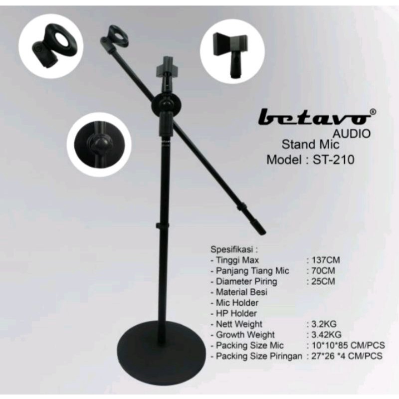 Jual Stand Mic lantai BETAVO ST 210 full Besi kaki bulat, harga Grosir ...