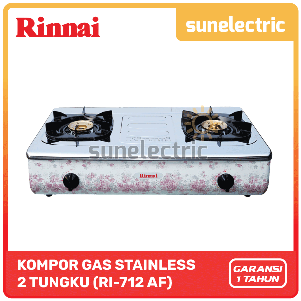 Jual Rinnai RI-712AF Bunga / Kompor Gas 2 Tungku Stainless Steel Motif ...