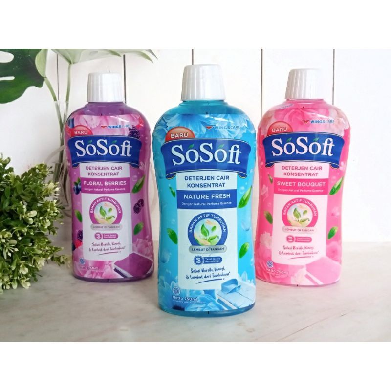 Jual Baru SOSOFT detergent cair konsentrat 750ml | Shopee Indonesia
