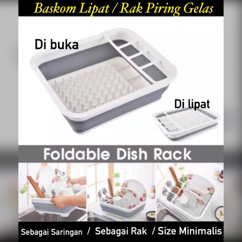 Jual Baskom Lipat Plastik Portable / Wadah Rak Piring Silikon / Baskom ...