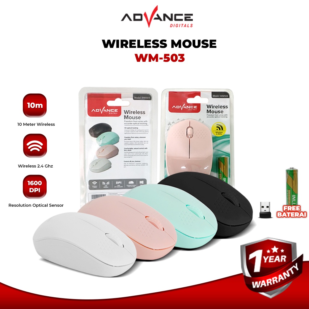 Jual Advance Mouse Wireless WM-503 Mouse Warna Warni Lucu Garansi 1 ...