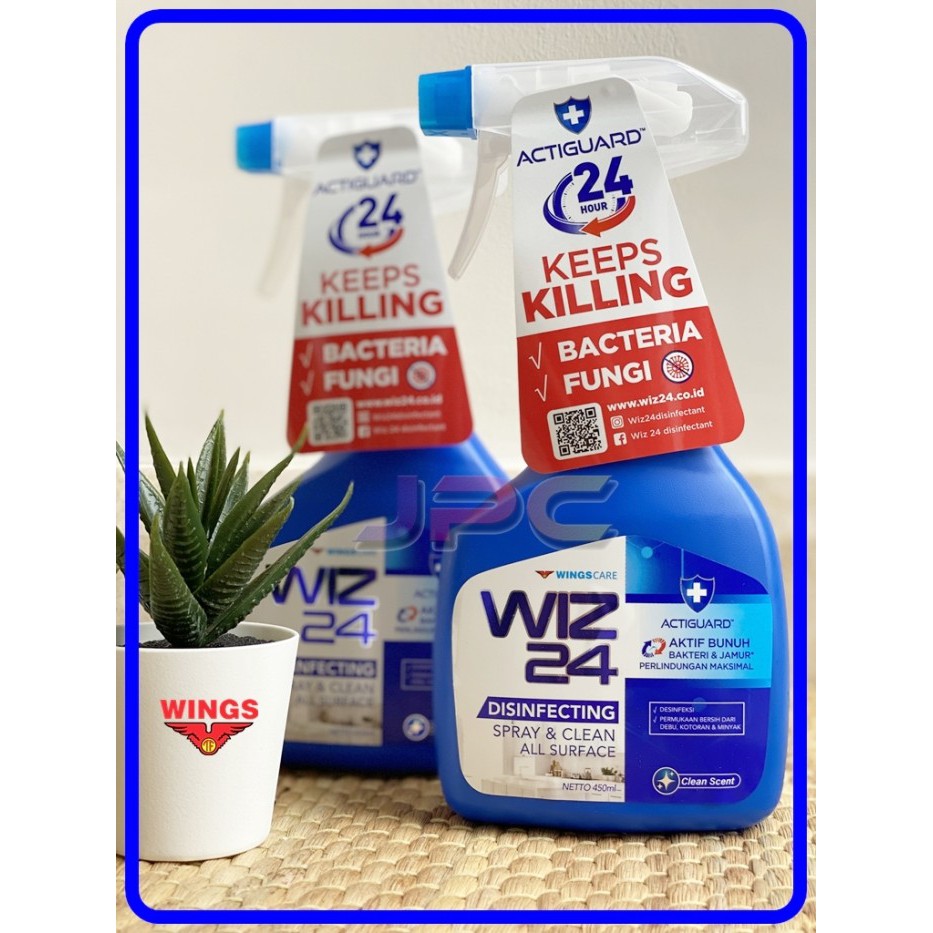 Jual WINGS CARE WIZ 24 DISINFECTING SPRAY AND CLEAN 450 ML | Shopee ...