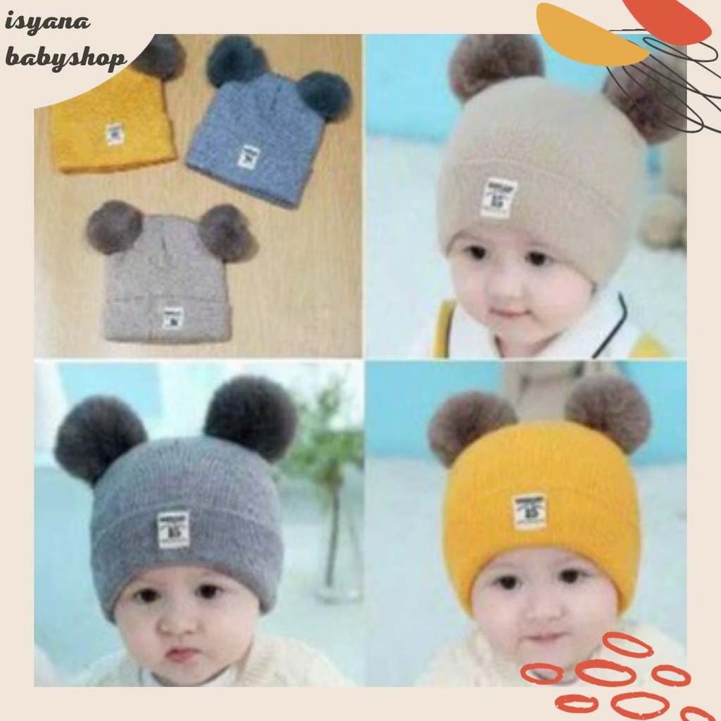 Jual Topi Bayi / Kupluk Bayi Model Pompom Bahan Rajut Halus Usia 0 - 2 ...