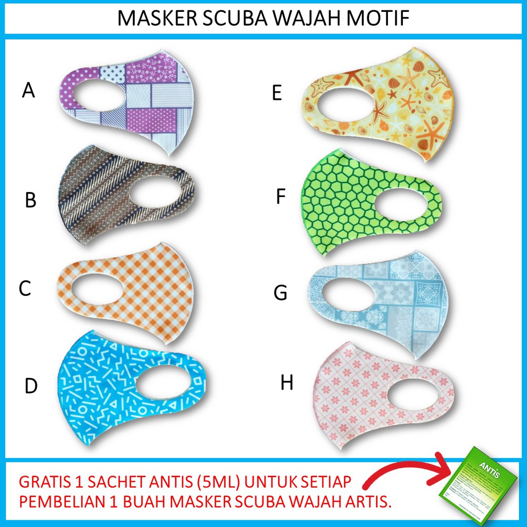 Jual Masker Scuba Dewasa Motif Floral Batik Langka Jarang Ada Enak ...