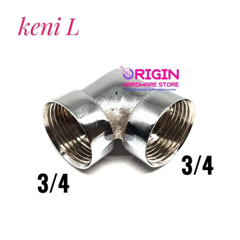 Jual Keni L 3/4 x 3/4 Inch DRAT DALAM - Kuningan Krom/Nepel Kne/Elbow ...