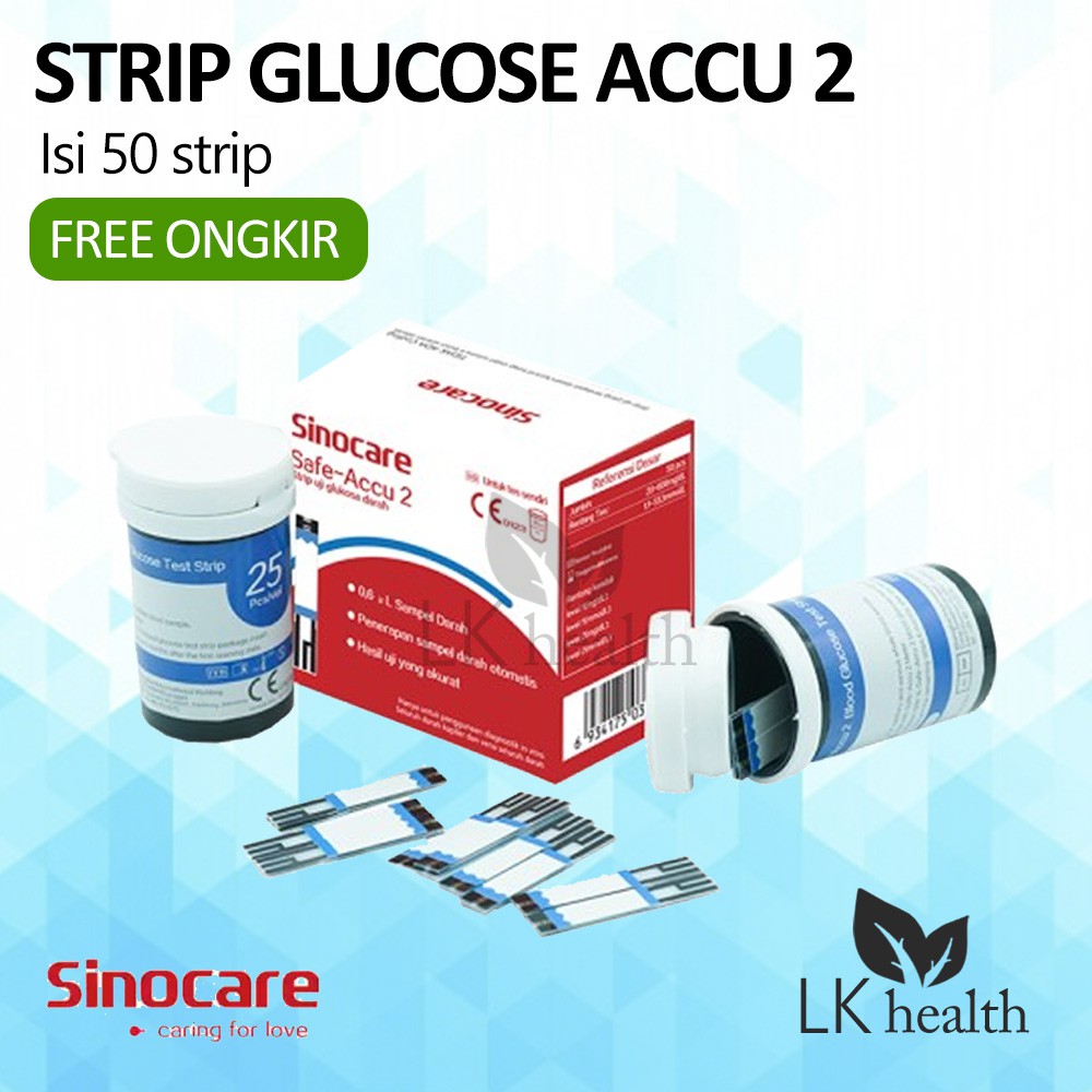 Jual Uji Glukosa Sinocare Safe Accu 2 Test Uji Gula Darah Tes Glucose ...