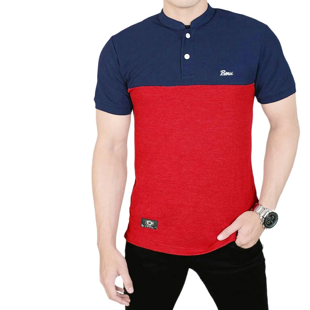 Jual Baju kece polo shirt abu gelap mix hitam sanghai poloshirt pria ...