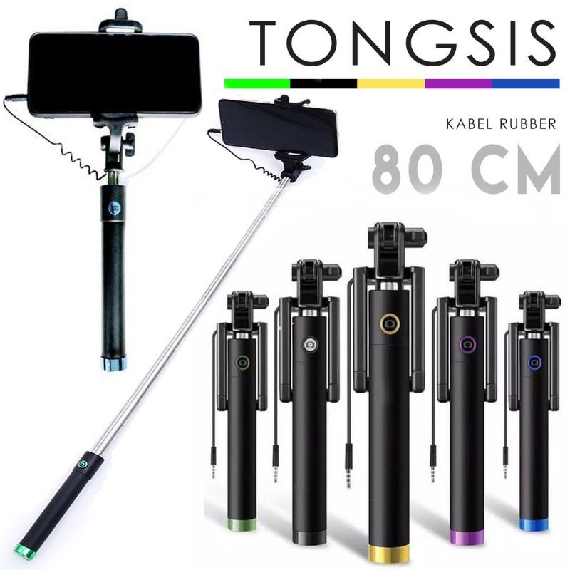 Jual Tongsis Kabel Lipat Selfie Stick Monopod Tongsis Rubber Black ...