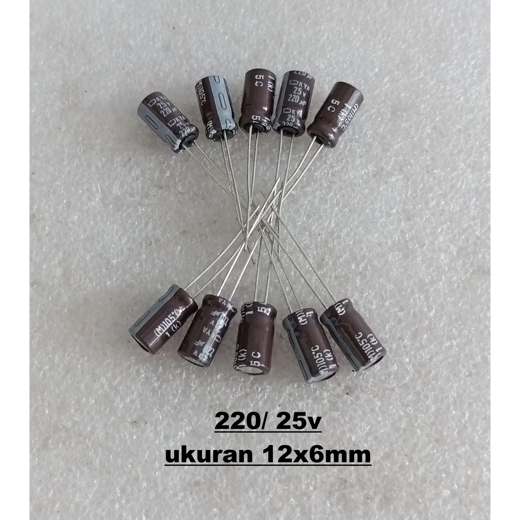 Jual Capacitor Elco 220uf 25v 12x6 10pcs | Shopee Indonesia
