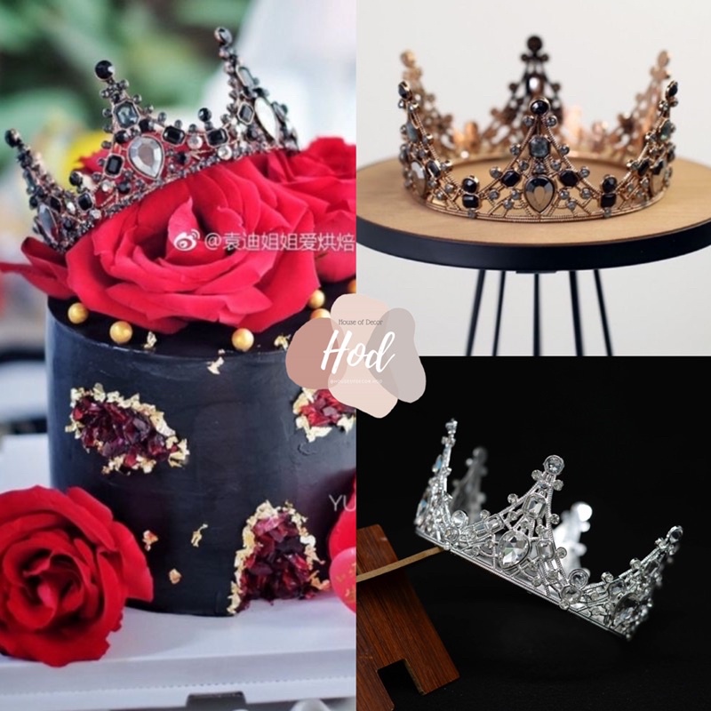 Jual Topper Bold Crown Black Silver Dark Gold Hiasan Birthday Cake ...
