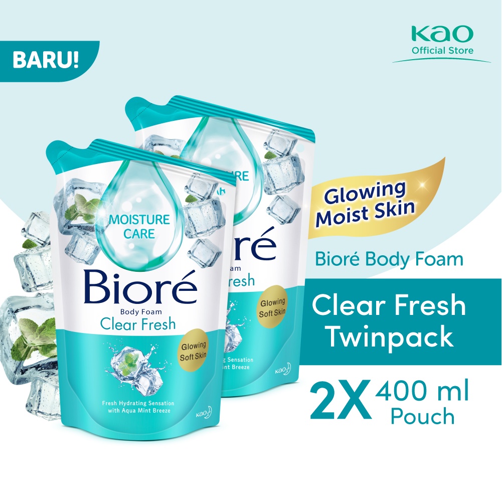 Jual Biore Beauty Sabun Mandi Cair Pelembab Kulit Clear Fresh Aqua Mint Refill 400 ml Twin Pack ...