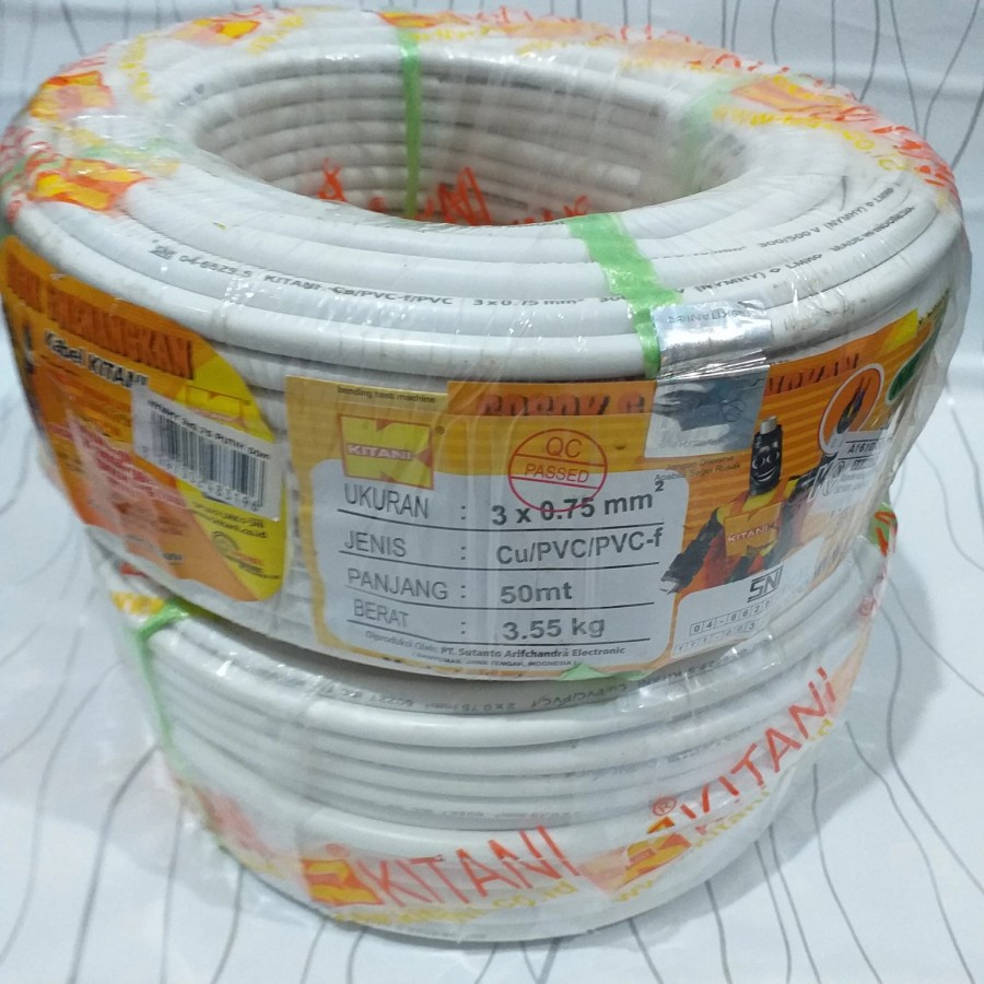 Jual Kabel Cable KITANI Serabut Putih NYMHYO 3x0.75 mm2 Tembaga Harga ...