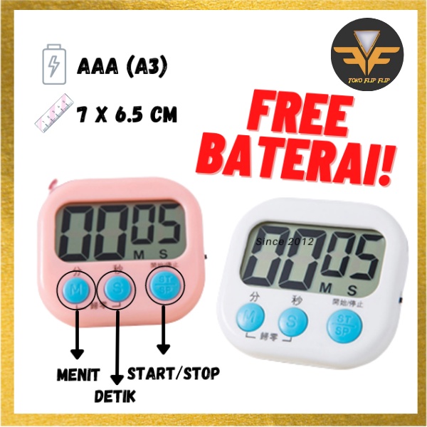Jual Digital Kitchen Timer + Baterai Masak Dapur Stopwatch Waktu ...