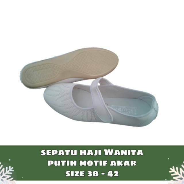 Jual TYS0073 Sandal Sepatu Haji Wanita Putih Akar Polos Perlengkapan ...