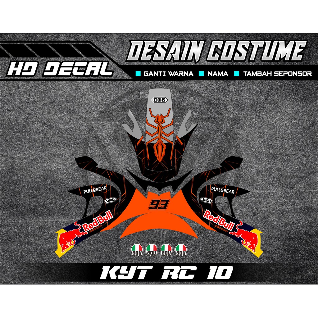 Jual DECAL HELM KYT RC 10/KYT RC 7/HELM MDS/NHK MOTIF MARCH MARQUES ...