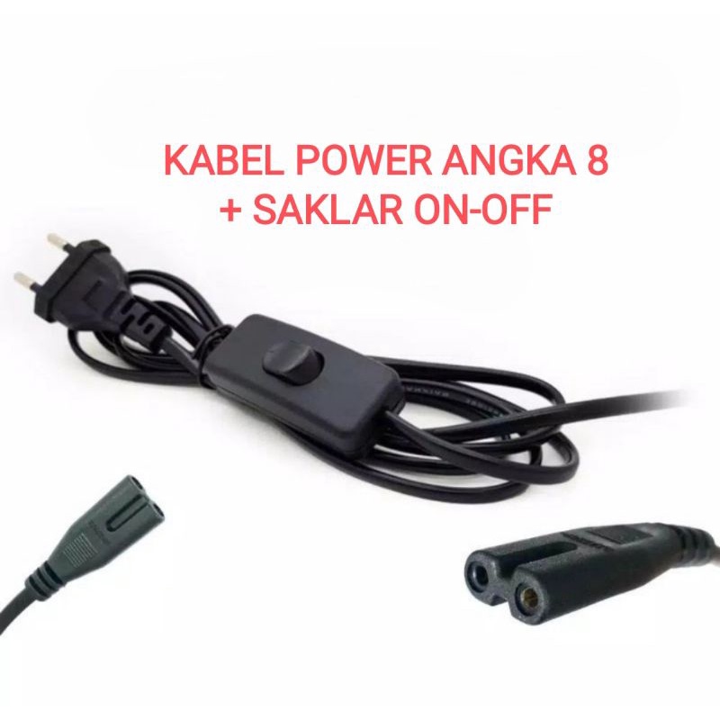 Jual KABEL POWER ANGKA 8 PLUS SAKLAR ON OFF HITAM | Shopee Indonesia