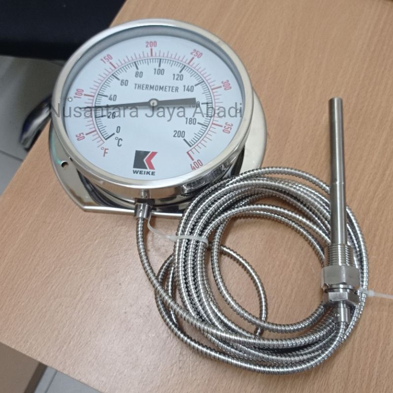 Jual Thermometer Temperature Gauge Capillary Kapiler Stainless Bottom 200 Derajat Celcius ...