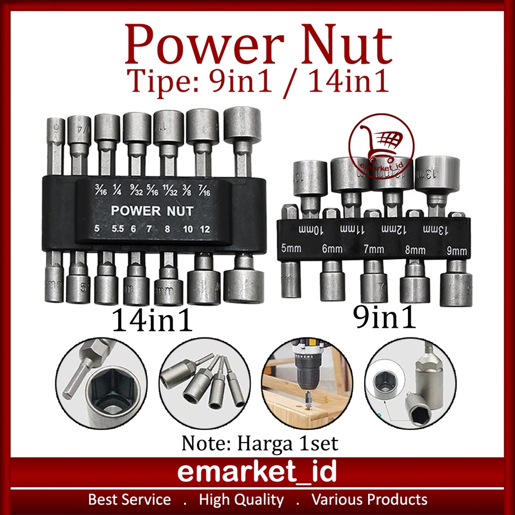 Jual Power Nut 9in1 14in1 / Kunci Sok Drilling Hex / Mata Roofing ...