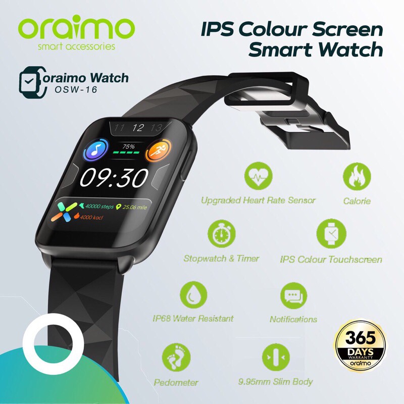 Jual Oraimo OSW-16 Smart Watch Jam Tangan Pintar IPS Full Touch Screen ...