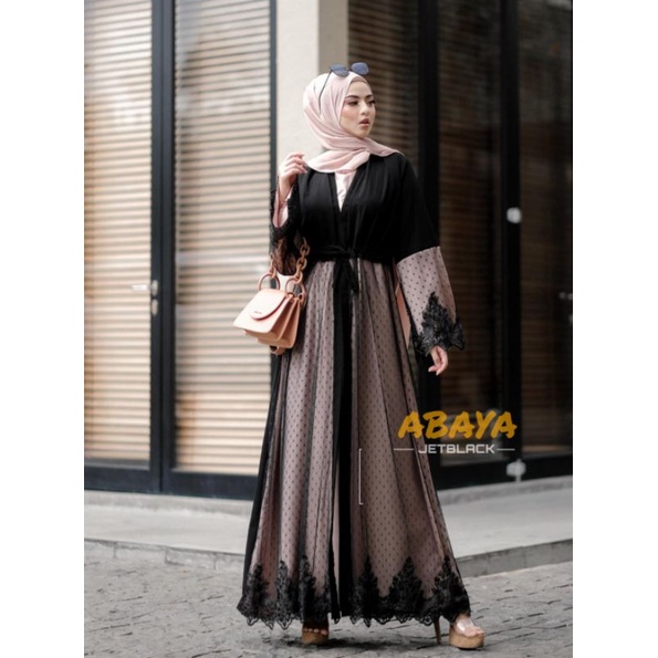 Jual Exclusive Abaya Gamis Arab Hitam Bordir elizabet | Shopee Indonesia
