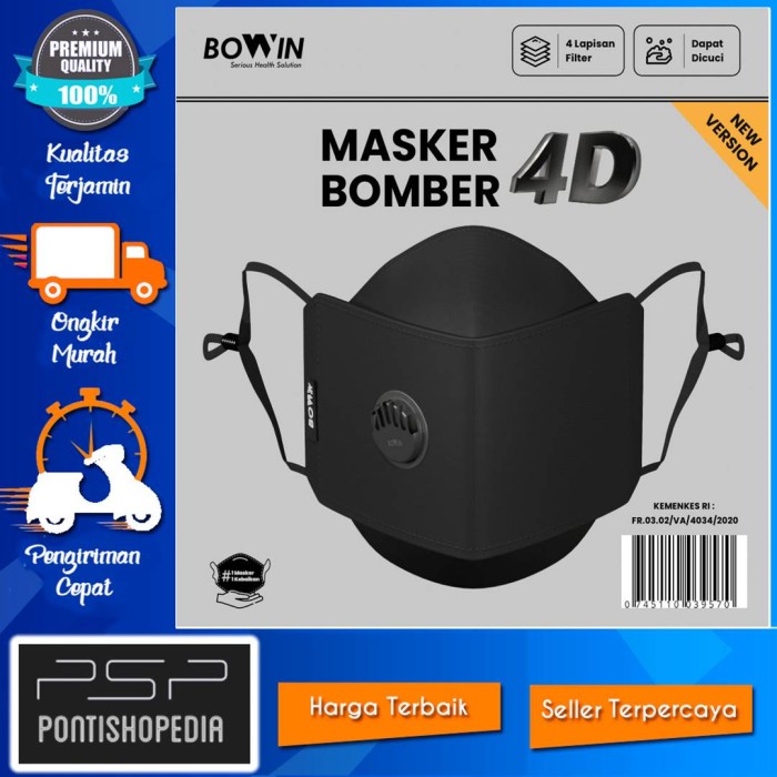 Jual PSP Bowin Masker Bomber - 2x Anti Bakteri & Percikan (Masker Kain ...