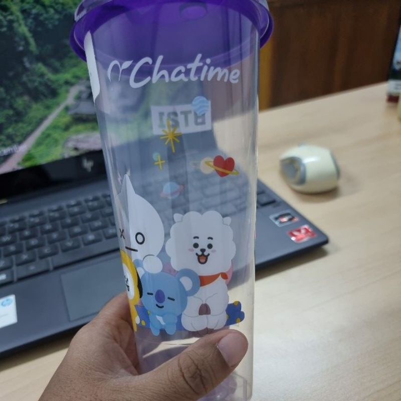 Jual Botol clear cup BT21 x Chatime purple star series | Shopee Indonesia