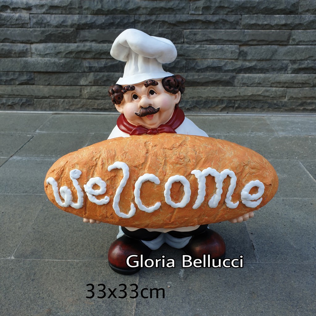 Jual Patung pajangan koki welcome chef roti bakery restoran cafe jumbo ...