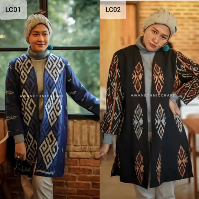 Jual LONG CARDI TENUN IKAT ETHNIC TRADISIONAL CARDIGAN TENUN IKAT ...
