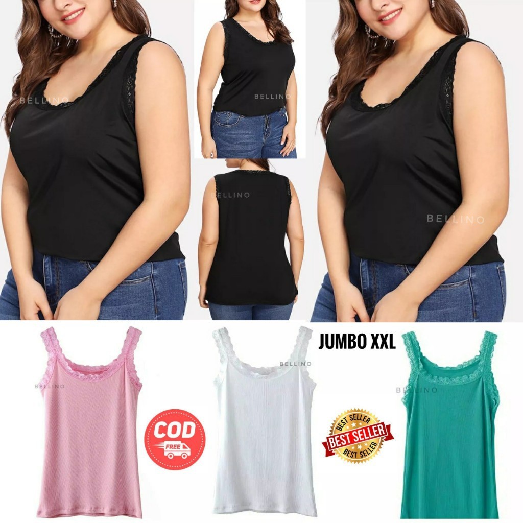 Jual Jumbo Camisol Tanktop Wanita Renda Brief Big Size Tangtop Cewek ...