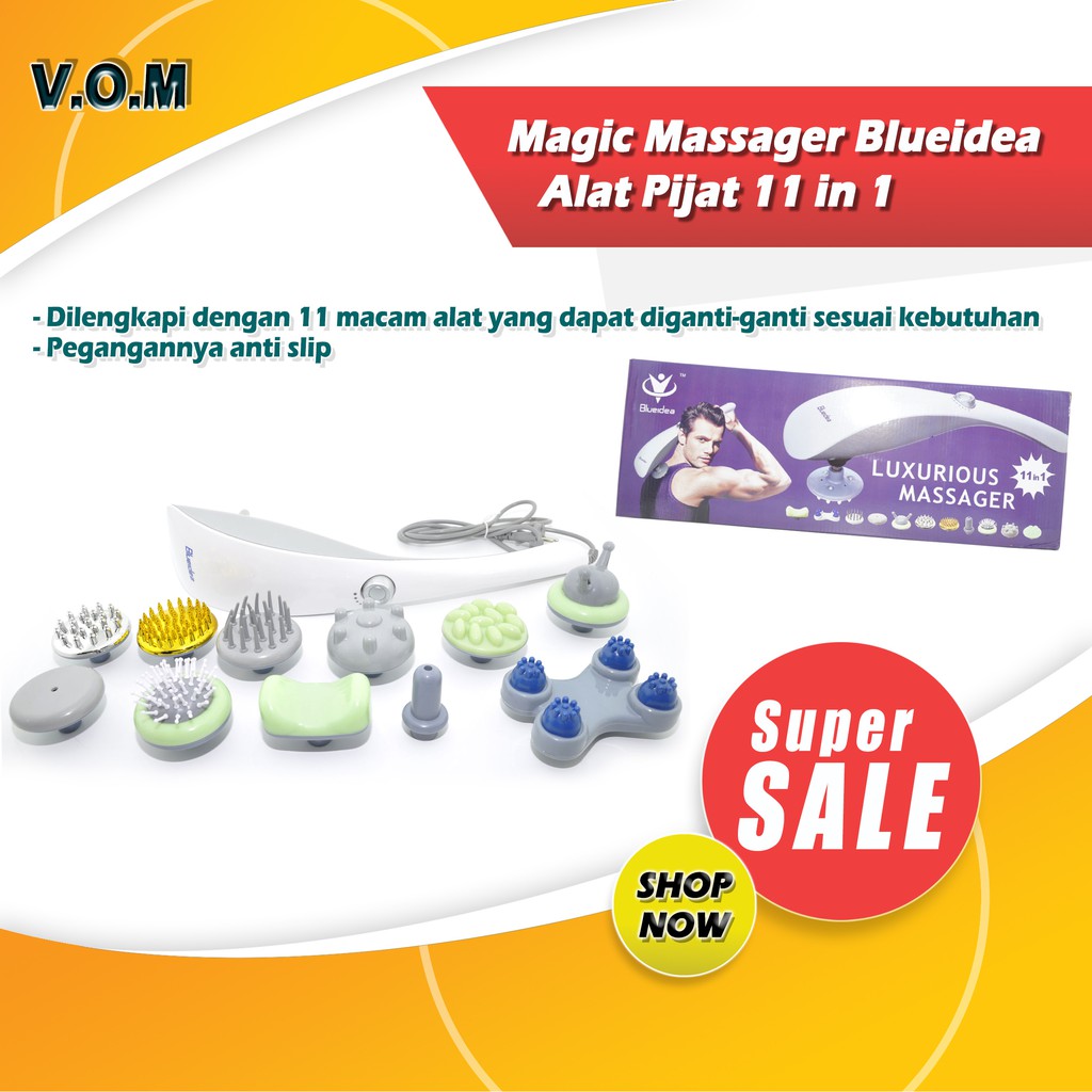 Jual VOM Magic Massager Blueidea /Alat Pijat 11 in 1 Kepala 0053 ...