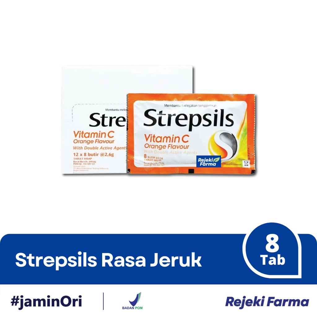 Jual Strepsils Vitamin C Orange Flavour Sachet - Permen Rasa Jeruk ...