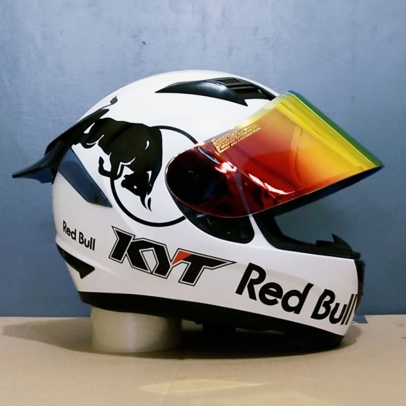 Jual HELM KYT R10 HITAM DOFF RED BULL DAN LEOPARD PAKET GANTENG ...