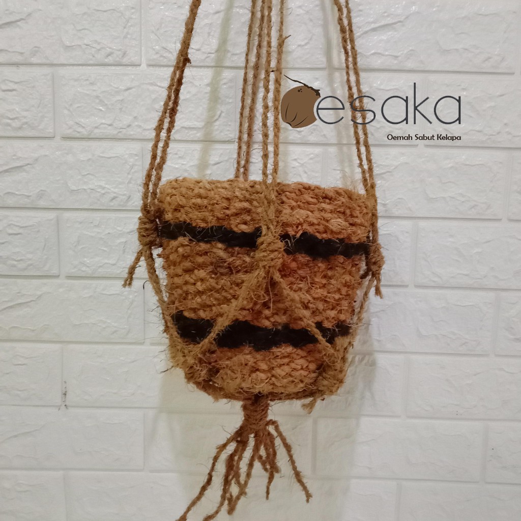 Jual pot bunga tanaman anyam bulat gantung spesial diameter 18cm ...
