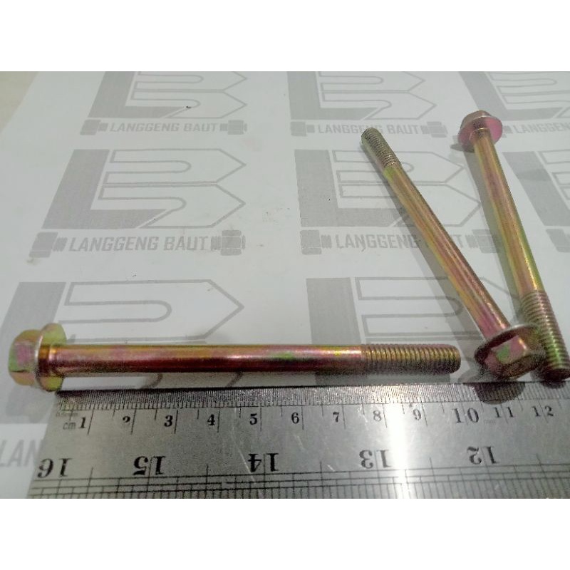 Jual Baut Flange M8 x 100 Kuning / Baut Tapak Kunci 12 Panjang 10cm M8x100 | Shopee Indonesia
