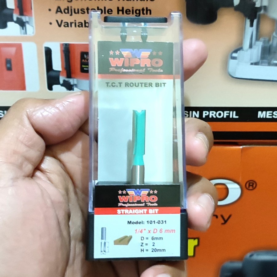 Jual Wipro Mata Router Trimmer Straight Bit 1/4 x 6mm Double Blade ...
