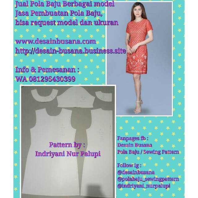 Jual Pola Baju - Pola Instan - POLA PRODUKSI DRESS WANITA 01 [ Pola Baju Sewing Pattern ...
