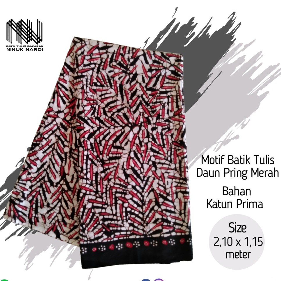 Jual KAIN BATIK TULIS BAKARAN ORIGINAL MOTIF DAUN PRING MERAH | Shopee ...