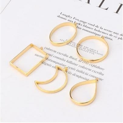 Jual Open Gold Bezels - Circle/Rectangle/Moon/Droplet Shape (5pc) | Shopee Indonesia
