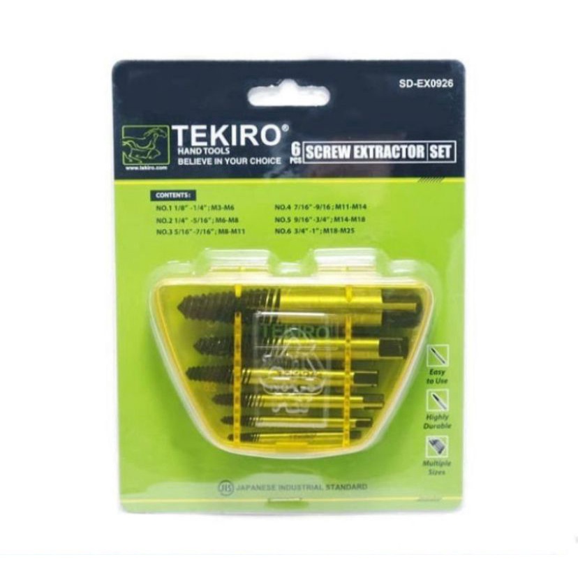 Jual TAP BALIK TEKIRO 6 Pcs ukuran M3 sampai M25 - Pembuka Skrup Rusak ...