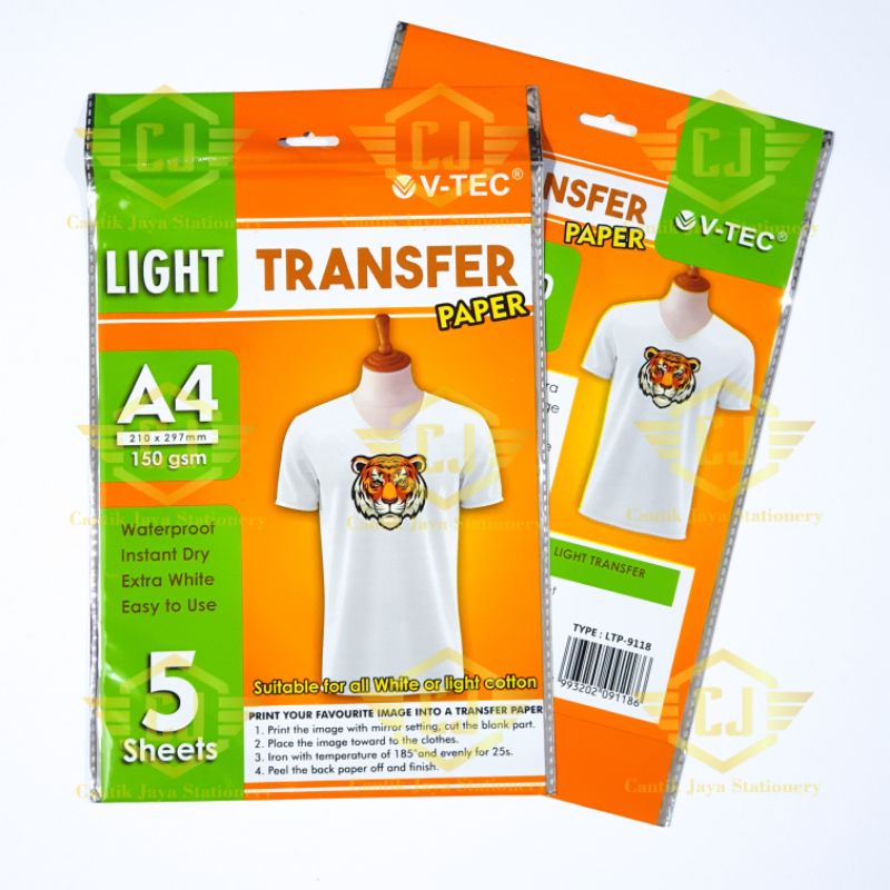 Jual V-TEC Light Transfer Paper VTEC A4 150 gsm 5 Sheets | Shopee Indonesia