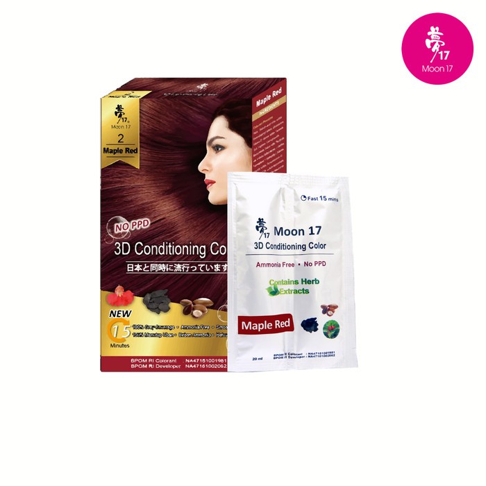 Jual Moon17 3D Conditioning Color - Semir Penutup Uban Shampoo Merah ...