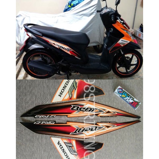 Jual STIKER STRIPING LIS STANDAR ORI HONDA BEAT F1 FI HITAM ORANGE OREN ...