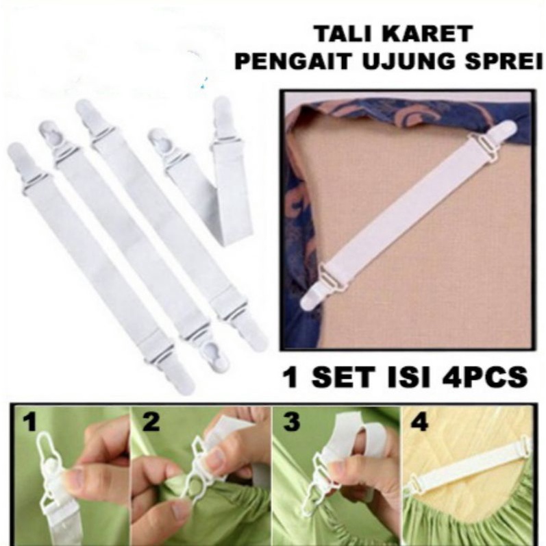 Jual TALI KARET Strap SPREI Ujung Kasur Sheet GRIPPERS Pengait Jepitan ...