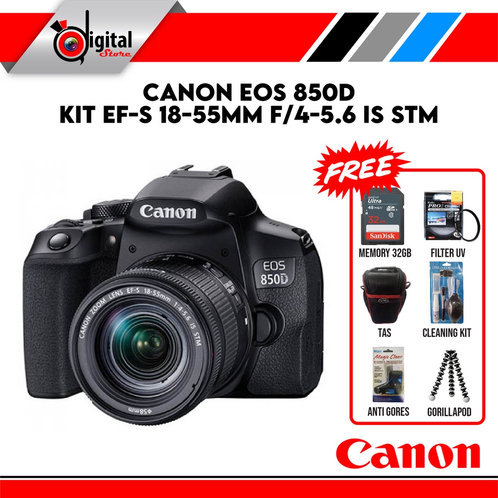 Jual Canon EOS 850D Kit 18-55mm F4-5.6 IS STM - PAKET 32GB | Shopee ...