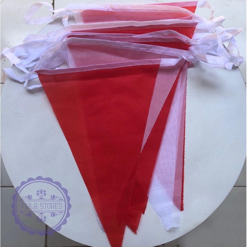 Jual Bendera Kain Merah Putih 5 Meter / Bendera Segitiga Kain / Umbul-umbul / Bendera Hut RI ...