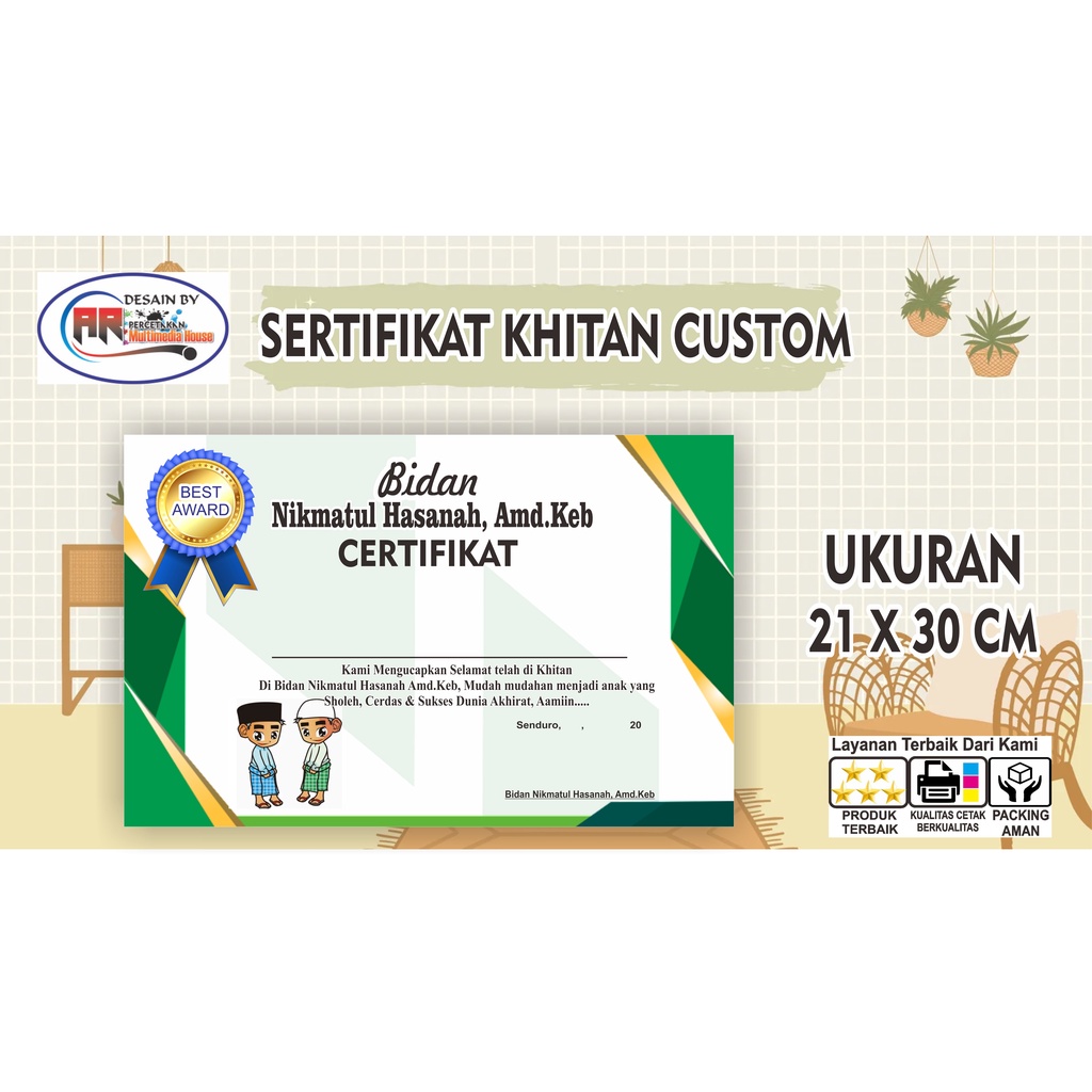 Jual Cetak Sertifikat & Piagam / Piagam Khitan Custom | Shopee Indonesia