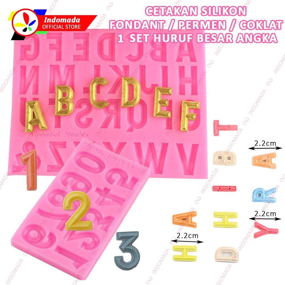 Jual Indomada Cetakan Huruf Besar Angka Fondan Silikon Fondant Alphabet ...