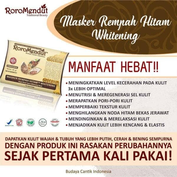 Jual Masker Whitening Premium Organic Rempah Hitam Roro Mendut | Shopee ...