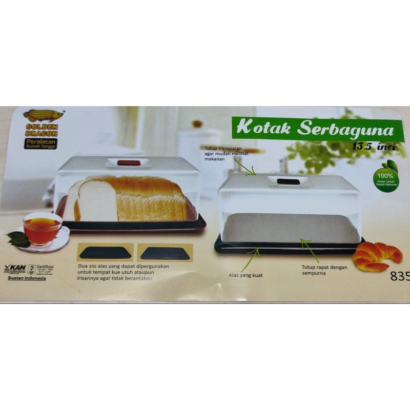 Jual 835 TEMPAT KUE KOTAK 13,5 Inc| Kotak Serbaguna|Wadah Kue Roti ...