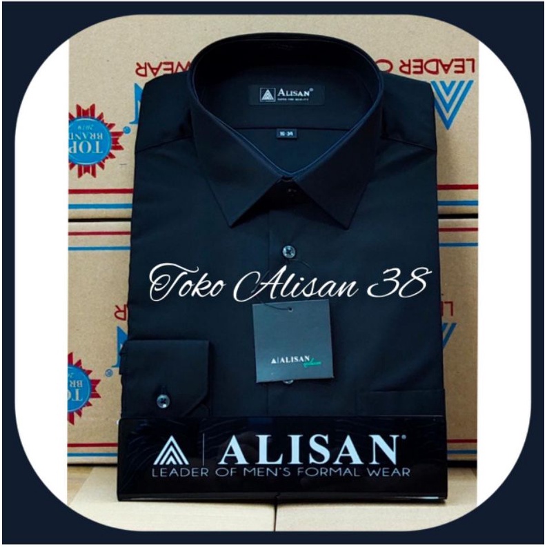 Jual Kemeja Alisan Polos Regular Lengan Panjang Warna Hitam (100% ORI ...